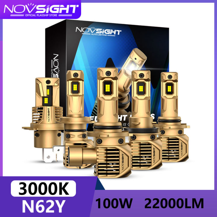 Novsight N62Y 3000K Yellow Light LED Headlight Bulb 9005(HB3) 9006(HB4) H4 H7 H11 100W 22000LM ...
