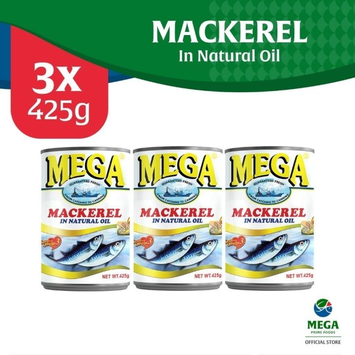 Mega Mackerel In Natural Oil 425G By 3'S | Lazada PH