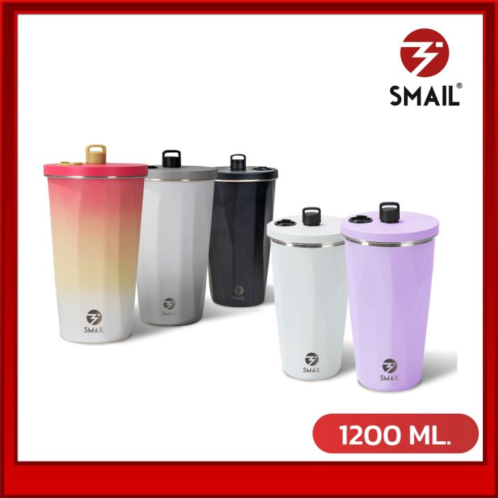 แก้วสแตนเลส SMAIL แก้วน้ำเก็บความเย็น แก้วกาแฟเก็บความเย็น แก้วเก็บอุณหภูมิ ความจุ 600ml หลอด ...