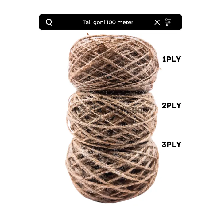 Tali goni / Tali Rami / Tali rustic 2ply 2mm 100 meter undangan hangtag ...