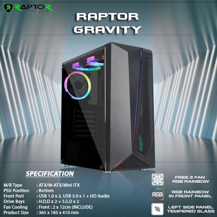 Power Up Raptor Gravity Casing Gaming For PC | Lazada Indonesia