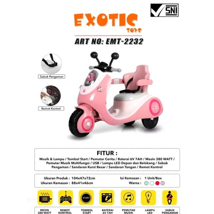 motor anak aki/vespa anak/motor remot/mainan anak - Pink | Lazada Indonesia