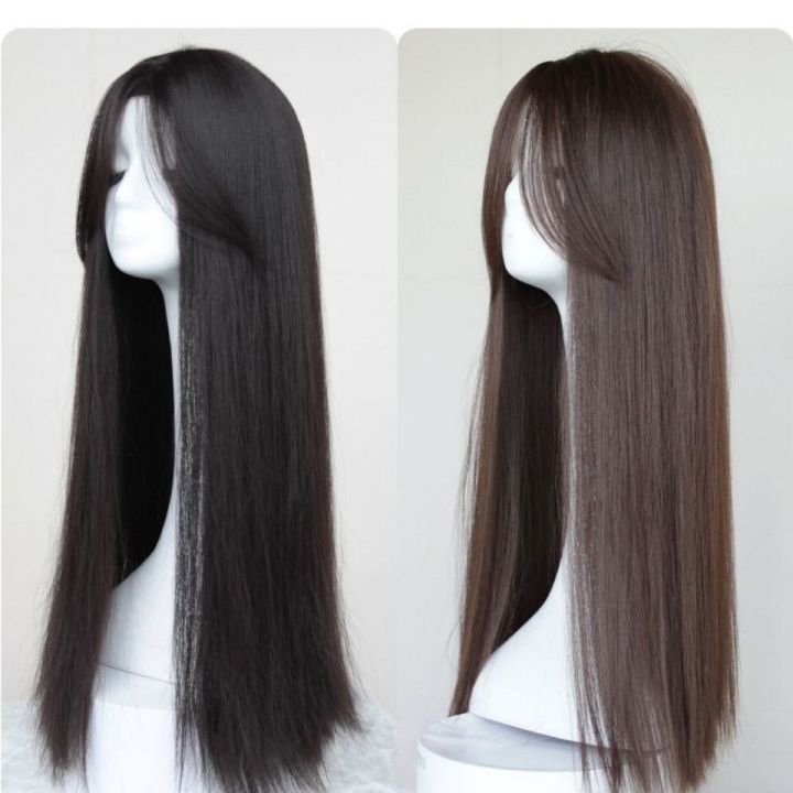 Wig Women's Long Hair Octagonal bangs, fluffy and natural round face ...