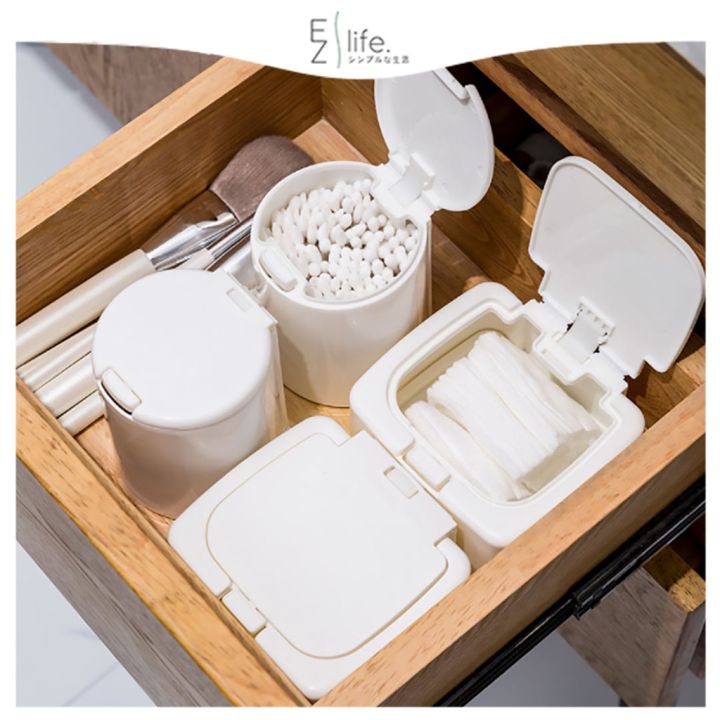 Cotton Pad Storage Cotton Swab Storage Japan Style Flip Open Cover ...