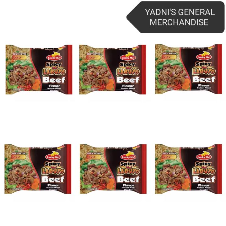 Lucky Me Instant noodles Spicy Labuyo Beef flavor ( 6 packs x 55g ...