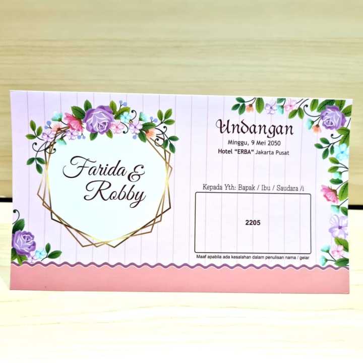50pcs CETAK KARTU UNDANGAN ERBA 2205 Pernikahan Nikah / Khitan | Lazada ...