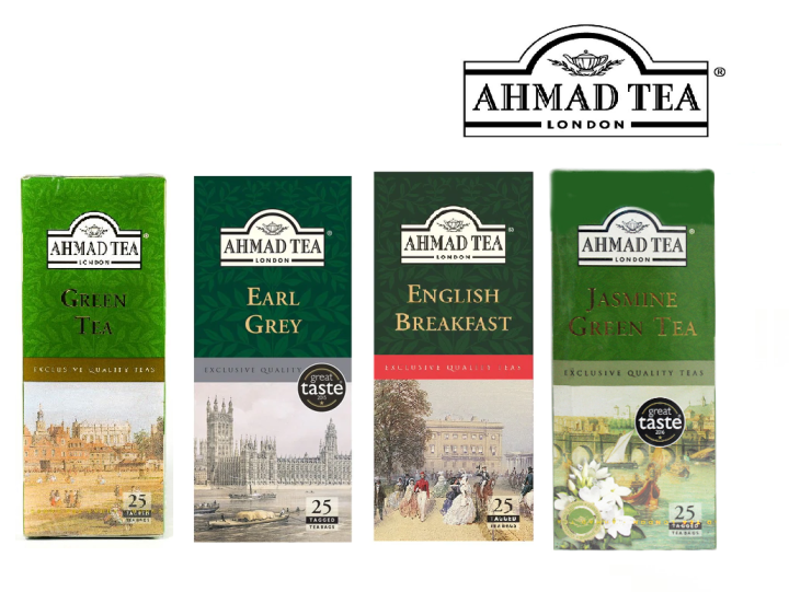 【HALAL】 Ahmad Tea 100 tea bag- Green Tea / English Breakfast/ Earl Grey ...