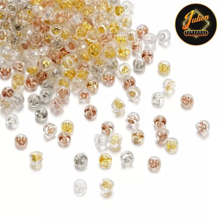 Julien Hypoallergenic Safety Back Burger Butterfly Silicone Earnuts ...