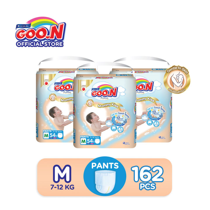 GOO.N Premium Mommy Kiss Baby Diaper Pants M (7 - 12 kg) 54 pcs x 3 ...