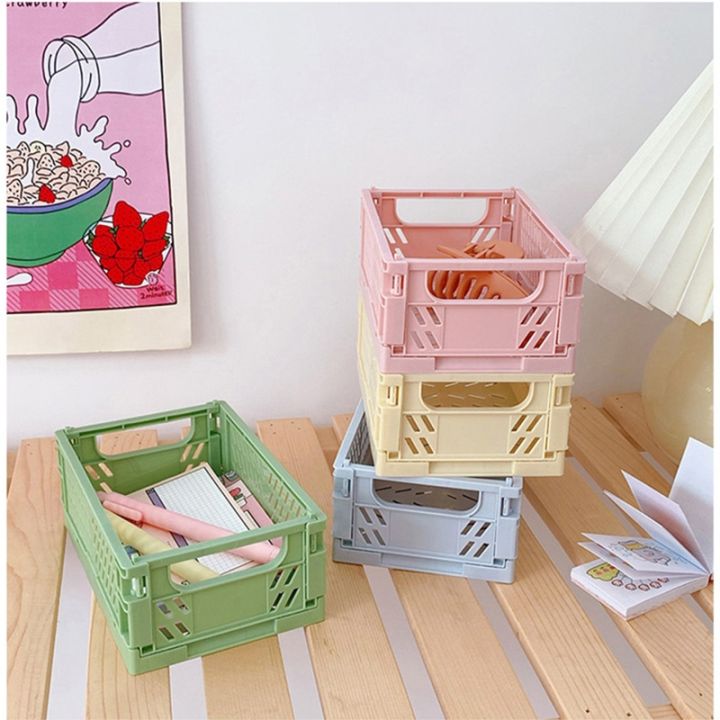 Collapsible Crate Folding Basket Utility Desktop Holder Use Desk ...