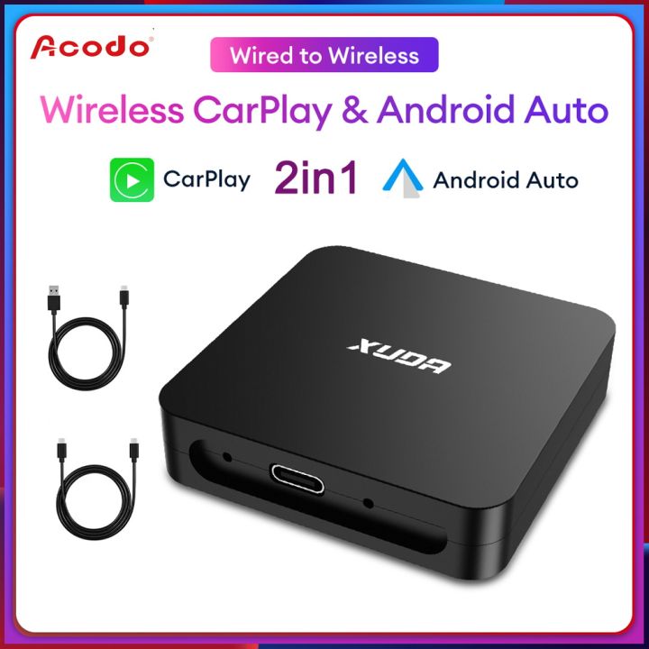 Acodo Wired to Wireless Carplay Android Auto Box 2-in-1 Car ...