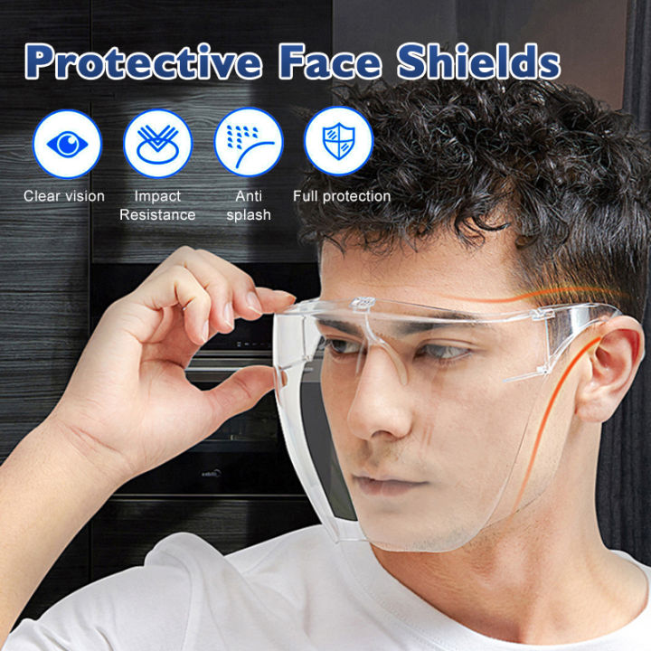 Acrylic Full Face Shield Mask 180° Protection Transparent Mask Anti ...