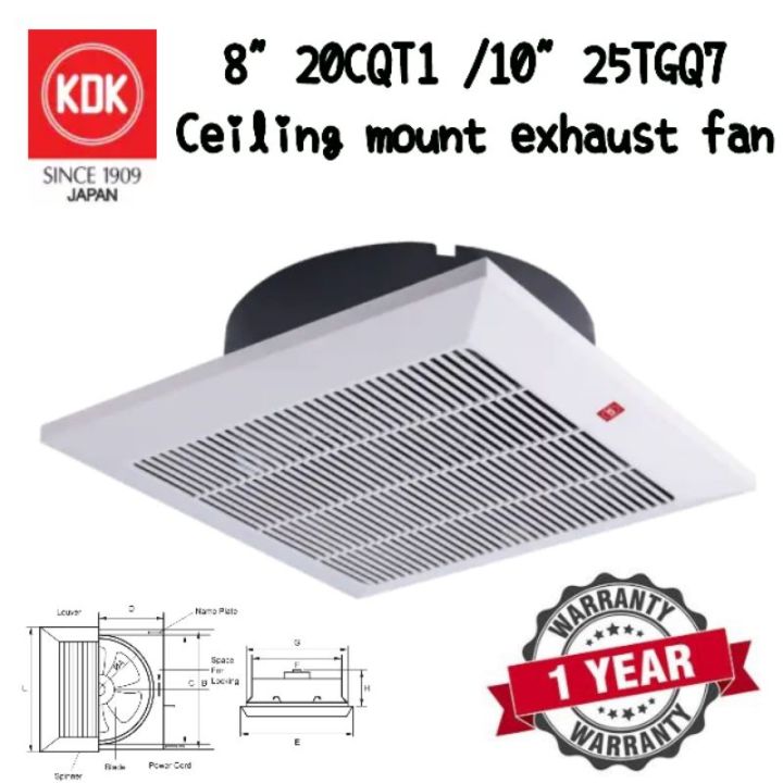 KDK/MINLITE 8"/ 10" inch Ceiling Mounted Ventilating Fan / Exhaust Fan ...