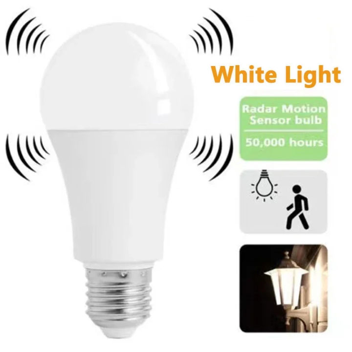 Motion Sensor Light Bulb 9W Smart Bulb Radar LED Night Lights E27 Base ...