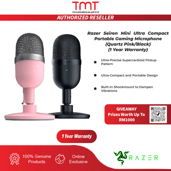 Razer Seiren Mini Ultra Compact Portable Gaming Microphone (Quartz Pink ...