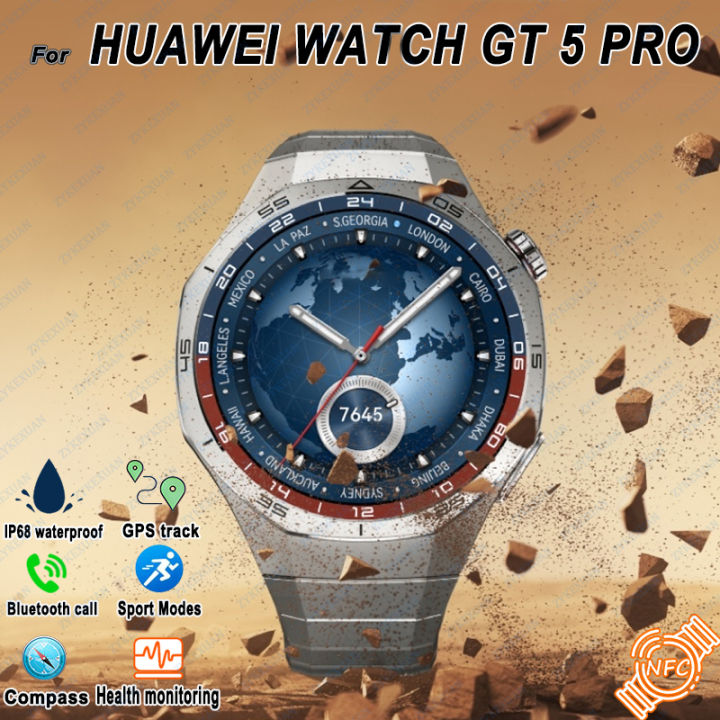 นาฬิกาข้อมืออัจฉริยะกีฬาสำหรับผู้ชาย GT 5 Pro มีเข็มทิศจีพีเอสวัดความ ...