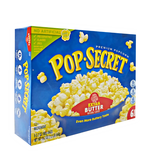 POP-SECRET ไมโครเวฟป๊อปคอร์น รสเนย เข้มข้นมาก 540g (90g X 6) EXP : 10. ...