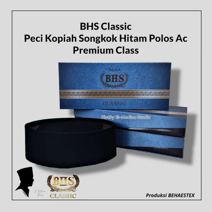 Peci BHS Classik Hitam Polos AC Songkok Nasional Beludru Halus Kopiah ...