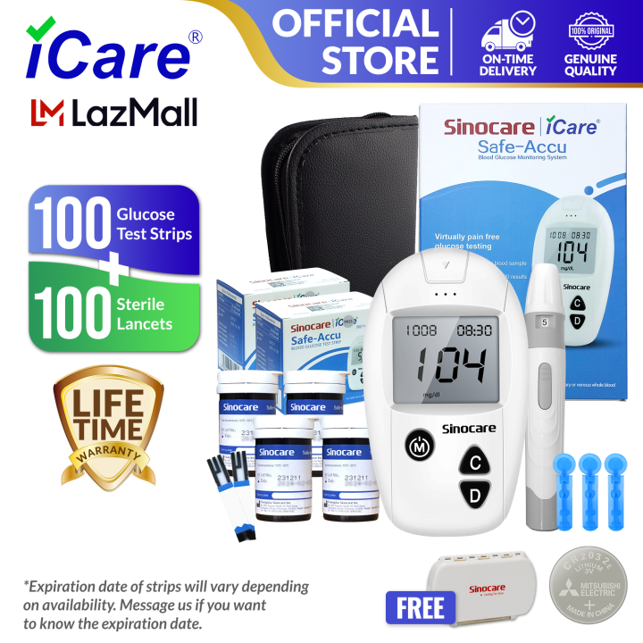 iCare®SA100 Blood Glucose Meter SET (1 Blood Glucose Monitor + 100 Test ...