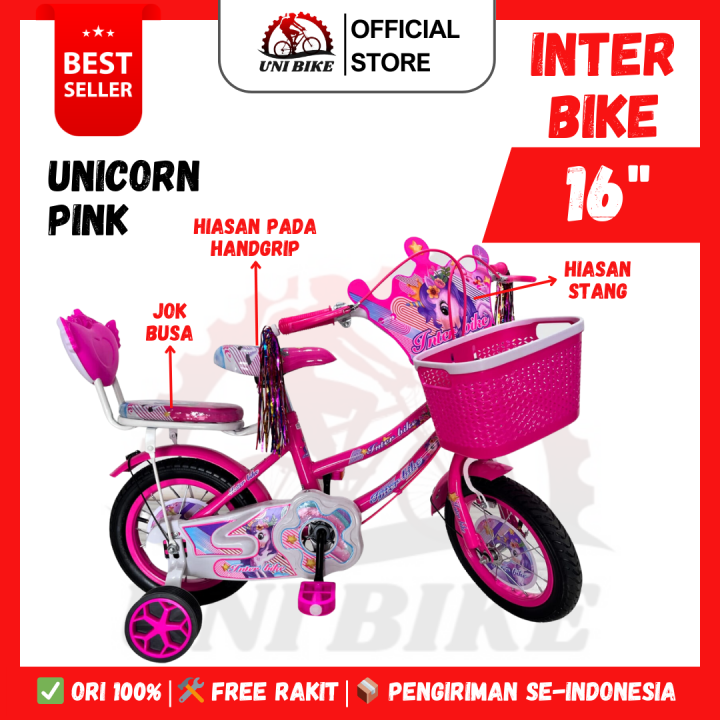 Sepeda anak Perempuan Interbike Unicorn ukuran 16 inch MINI 2-7 tahun ...