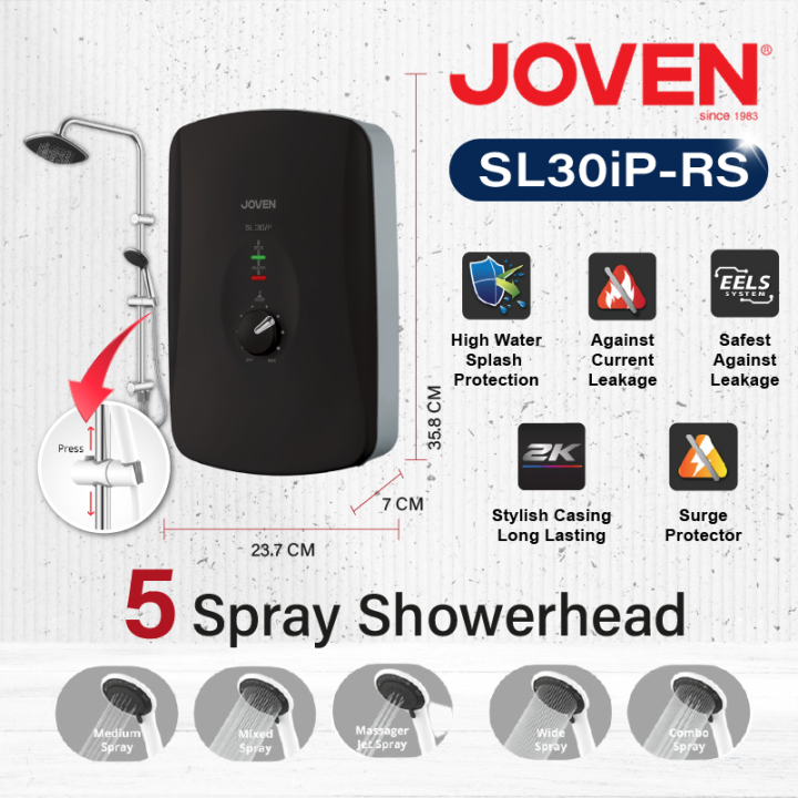 JOVEN Instant Water Heater SL30iP (RS) With Rain Shower | Inverter DC Pump | Lazada