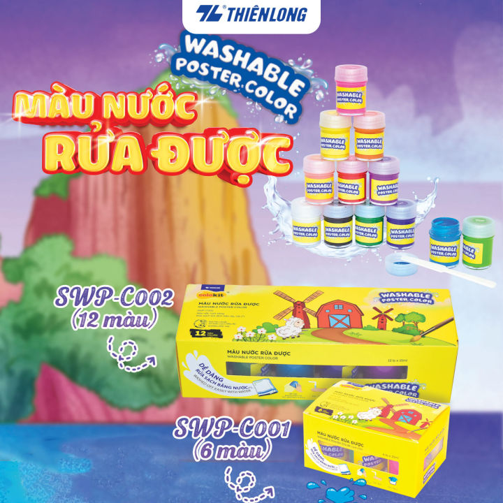 Màu nước rửa được - Washable Poster Color Thiên Long Colokit - Rửa sạch ...