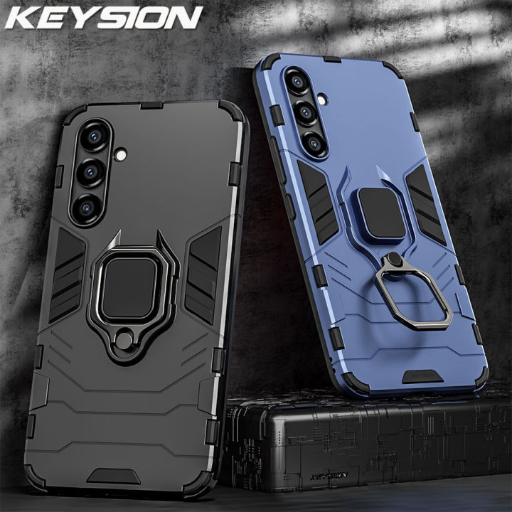 KEYSION เคสเกราะกันกระแทกสำหรับ Samsung A54 5G A34 A04S A13ซิลิโคน + พีซีเคส Galaxy โทรศัพท์ขา ...