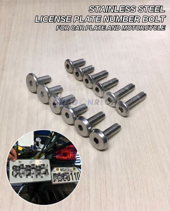 License Plate Number Bolt M6 Stainless Steel Universal Fit Wide Head ...