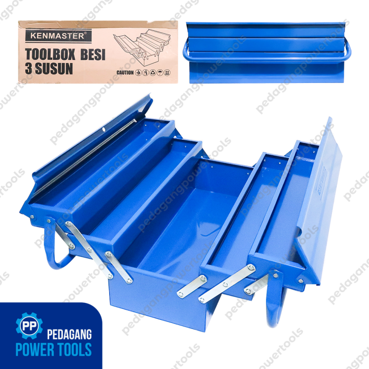 KENMASTER Tool Box Besi 3 Susun Metal Toolbox Kotak Perkakas Toolkit ...