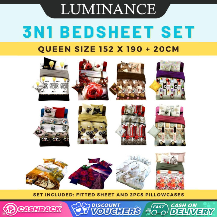 Luminance 3IN1 Bed Sheet Printed Bedsheet Set | Elegant Designer ...