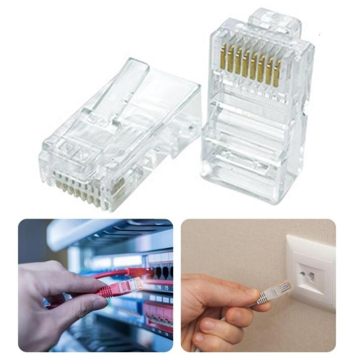 Industrial 100Pcs RJ45 to Crimp Modular Jacks Cat5e Ethernet Connectors ...
