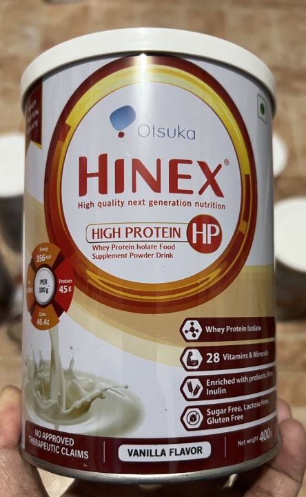 HINEX HIGH PROTEIN Whey protein isolate powder drink 400gm expiry ...