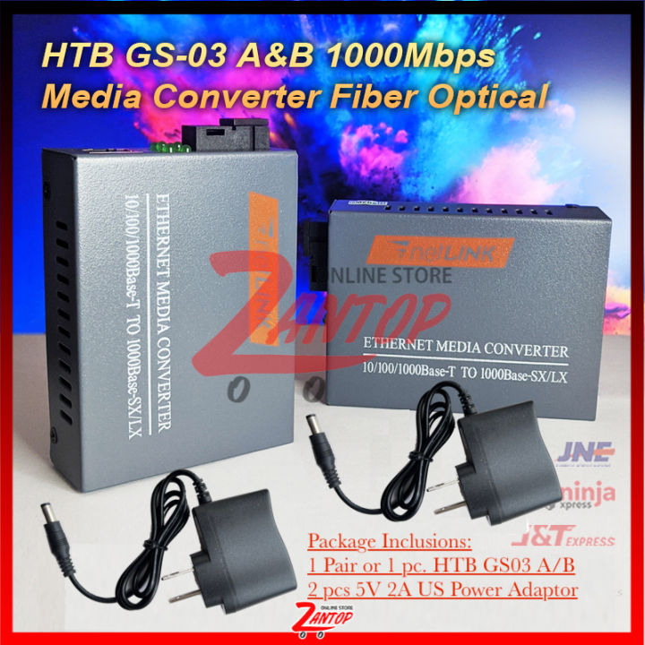 HTB-GS-03 Gigabit 1000Mbps Fiber Optical Media Converter Single Mode Fiber Converter Switch A/B ...