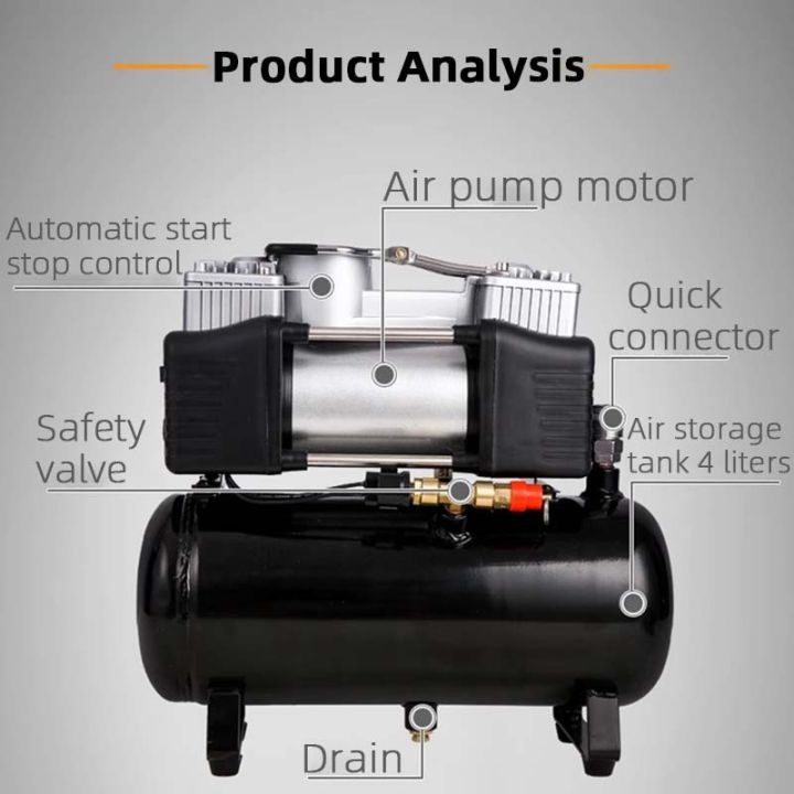 Mini Air Compressor Car Tire Inflator Pump 220V 12V Portable Pressure Pump Oil-Free Low Noise 2 ...