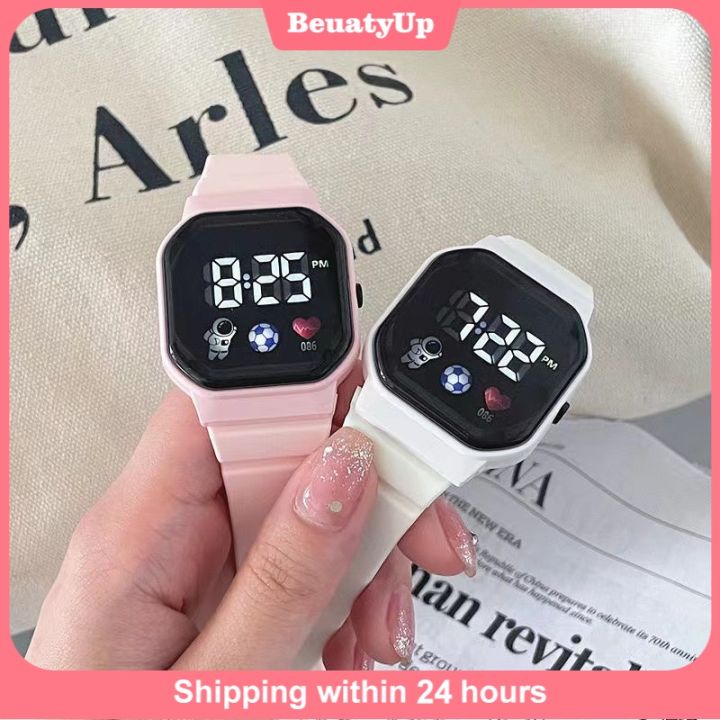 Macaron Color Waterproof Technology Watch Simple Fashion Men's Women's ...