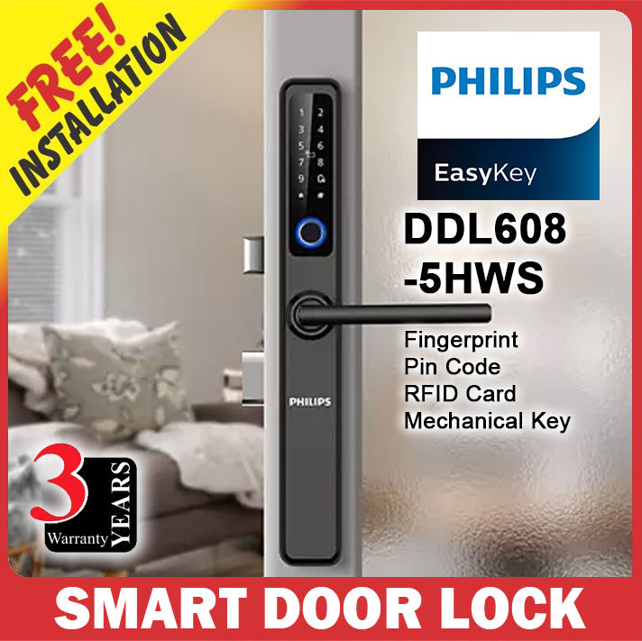 Philips DDL608-5HWS Digital Door Lock( Fingerprint, Password, RFID Card ...