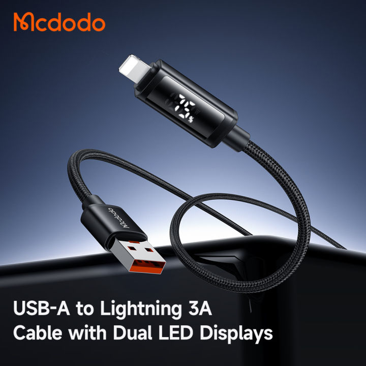 (USB-A TO L)1.2M MCDODO DUAL LED DISPLAYS 3A USB-A TO LIGHTNING CABLE ...