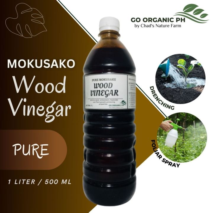 GO ORGANIC PH PURE MOKUSAKO WOOD VINEGAR 1 L & 500 ML - Natural Source of Nitrogen, Vitamins ...