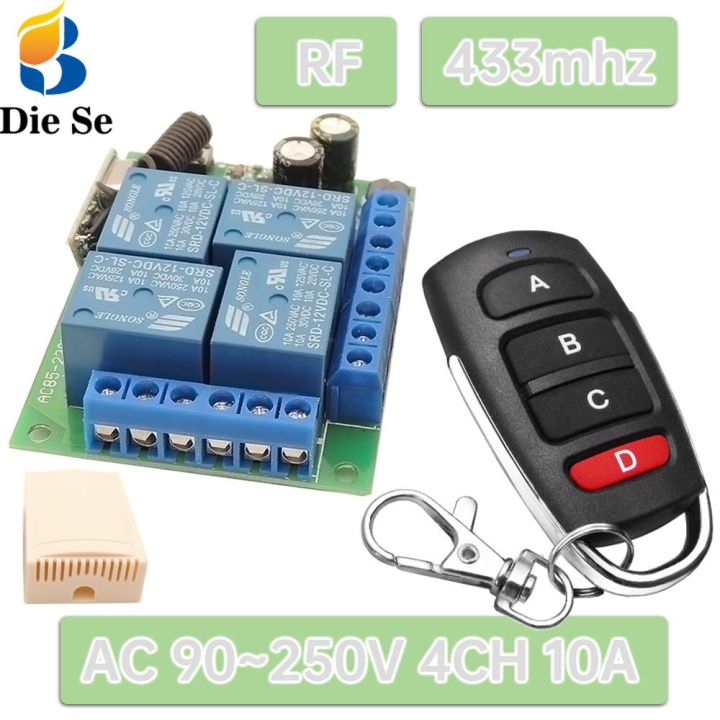 433Mhz Remote Control Receiver RF Wireless Switch AC 110V 220V 10A ...