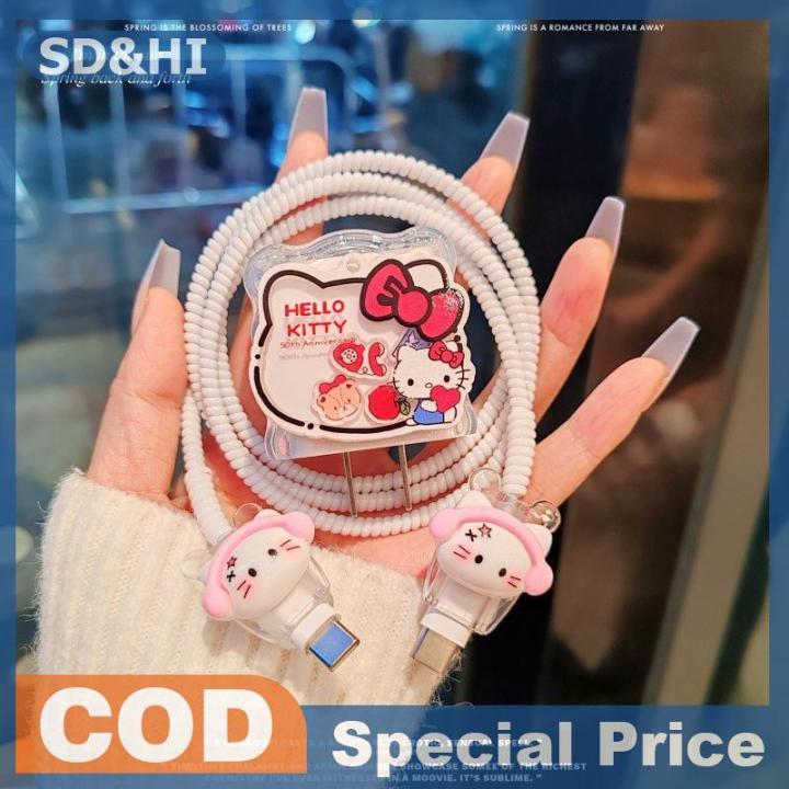 SD&HI Hello Kitty Charger Data Cable Case Protector And Winding Kit For 20W Fast Charger Adapter ...