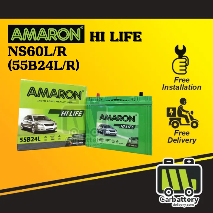 [Installation Provided] Amaron Hi Life NS60L NS60R 55B24L 55B24R Car Battery Bateri Kereta ...
