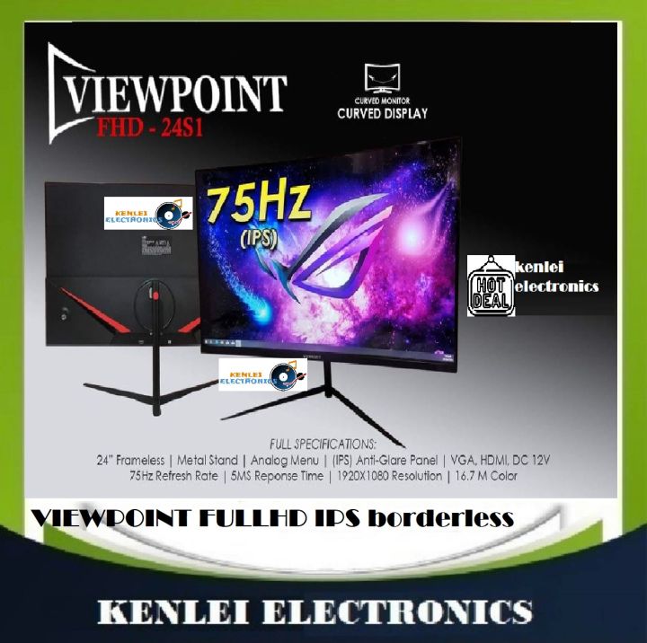 VIEWPOINT FULLHD IPS borderless 75HZ LED Monitor 24" GAMING MONITOR ...