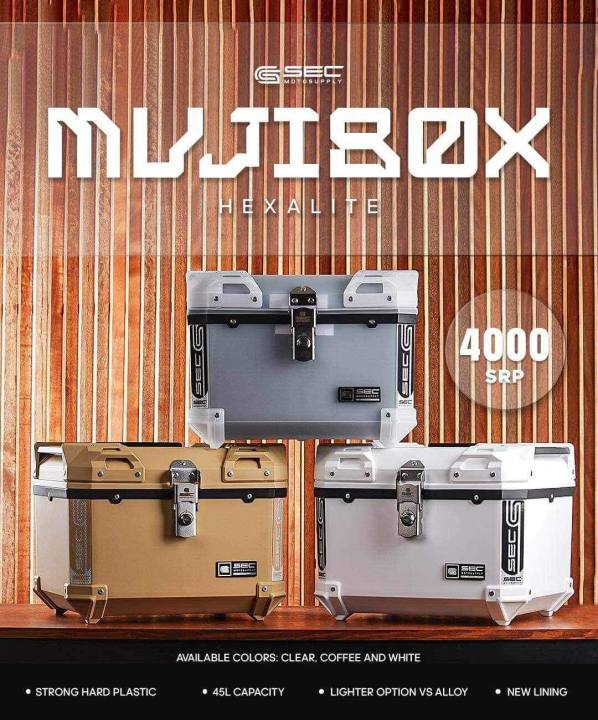 ALL NEW SEC MUJIBOX (Kryptonite) 45L Hard Plastic Top Box with based ... ALL NEW SEC MUJIBOX (Kryptonite) 45L Hard Plastic Top Box with based ...