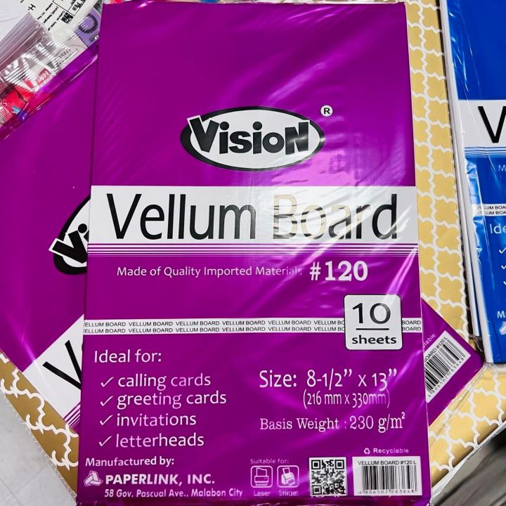 VISION VELLUM BOARD #120 230GSM LONG/SHORT (SOLD PER PACK OF 10 SHEETS ...