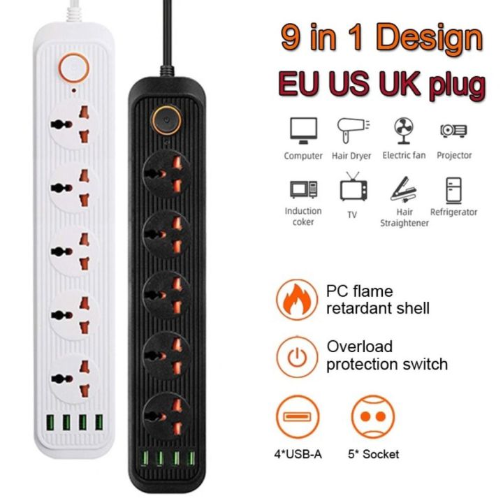 SYXQUS Surge Protector Power Strip Universal 5 Outlets Outlet Extender ...