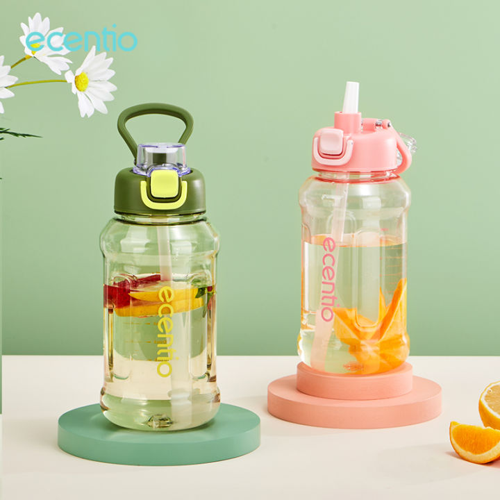 ECENTIO Green Botol Air Sporty Premium 1000ml | Botol Silicone Straw ...