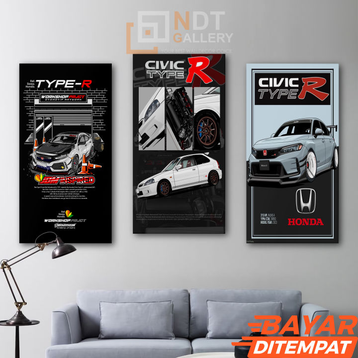 NDT15X30 Hiasan Dinding Mobil Honda Civic Pajangan Car Poster Kayu ...