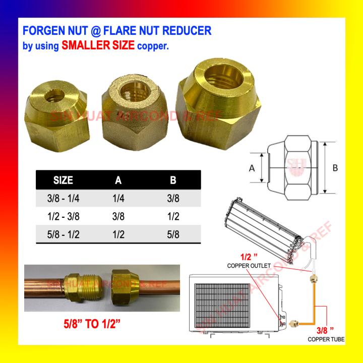 FLARE NUT REDUCER / REDUCING FLARE NUT FOR AIRCOND / FORGEN NUT FLARE ...