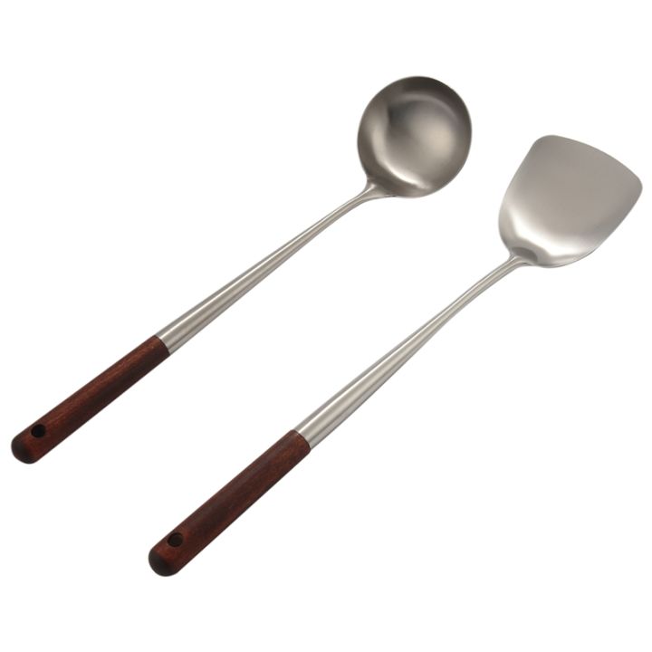 Wok Spatula and Ladle Tool Set, 17 Inches Spatula for Wok, Stainless ...