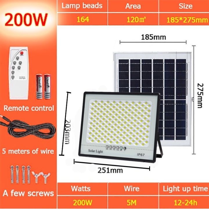 SOLAR 200W Solar Lights WITH Solar Panel Outdoor Original IP67 Nano ...